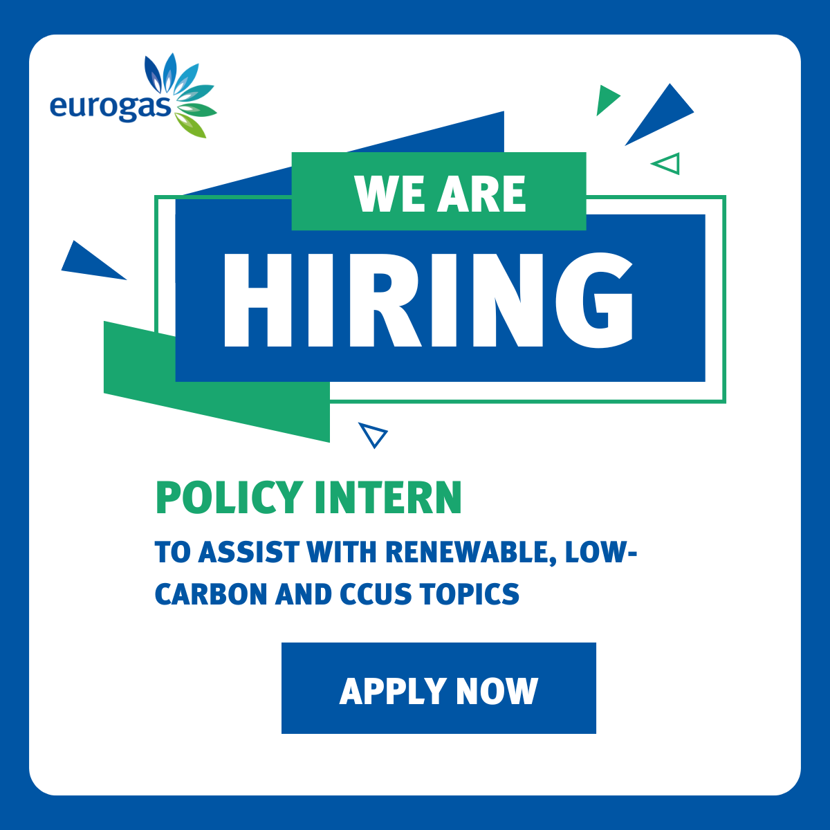 Job Ad: Policy Intern - Renewables/Low-Carbon & CCUS - Eurogas